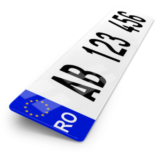 Plaque Auto 52x11 cm - PAYS Roumanie - ref.52X11-P-ROUMANIE