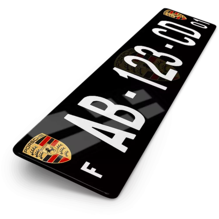 Plaque Auto Porsche Double Logos - 52x11 cm - ref.52X11-P-Porsche10