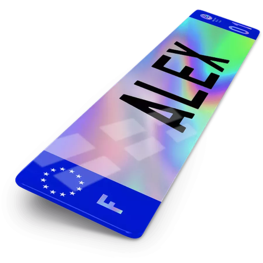 PLAQUE AUTO Prénom Holographique 52x11 cm - ref.52X11-P-PRENOM ...